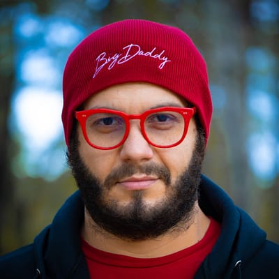 Big Daddy Red Puff Logo Snapback Hat (White) | Big Daddy Clothing Co.